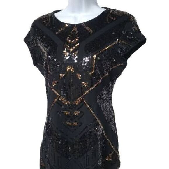 H&M | Dresses | Hm Fancysequence Black Mini Dress Cocktail Party 2s Art ...